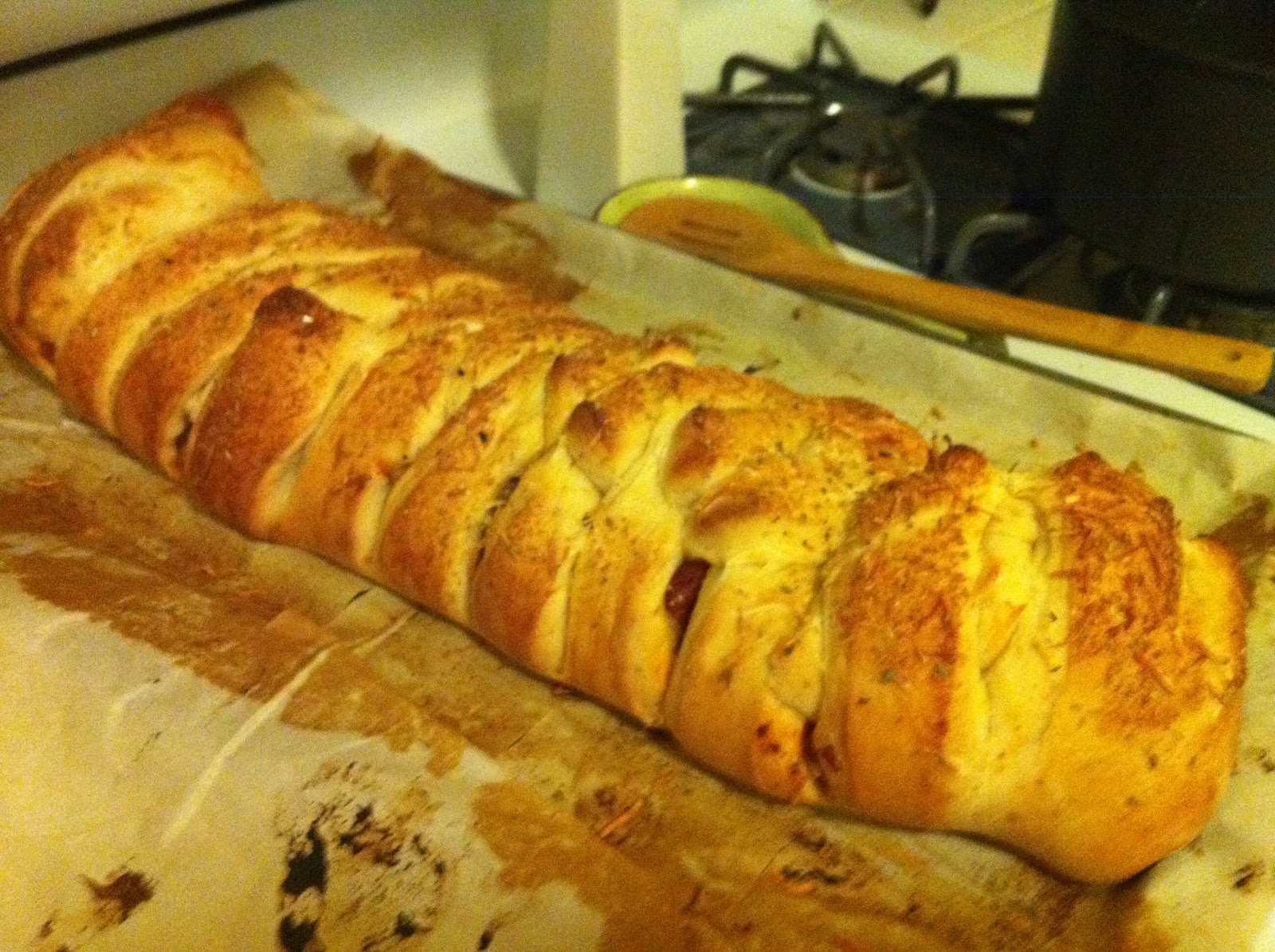 Tasty Tales by Tina: Braided Spaghetti Garlic Bread