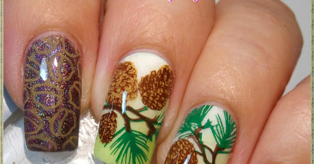 Nail Art Stamping Mania: Pine Cones Manicure with UberChic Beauty Uber ...