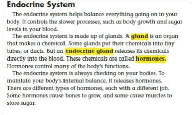 Natural Science 6 grade: 9. ENDOCRINE SYSTEM