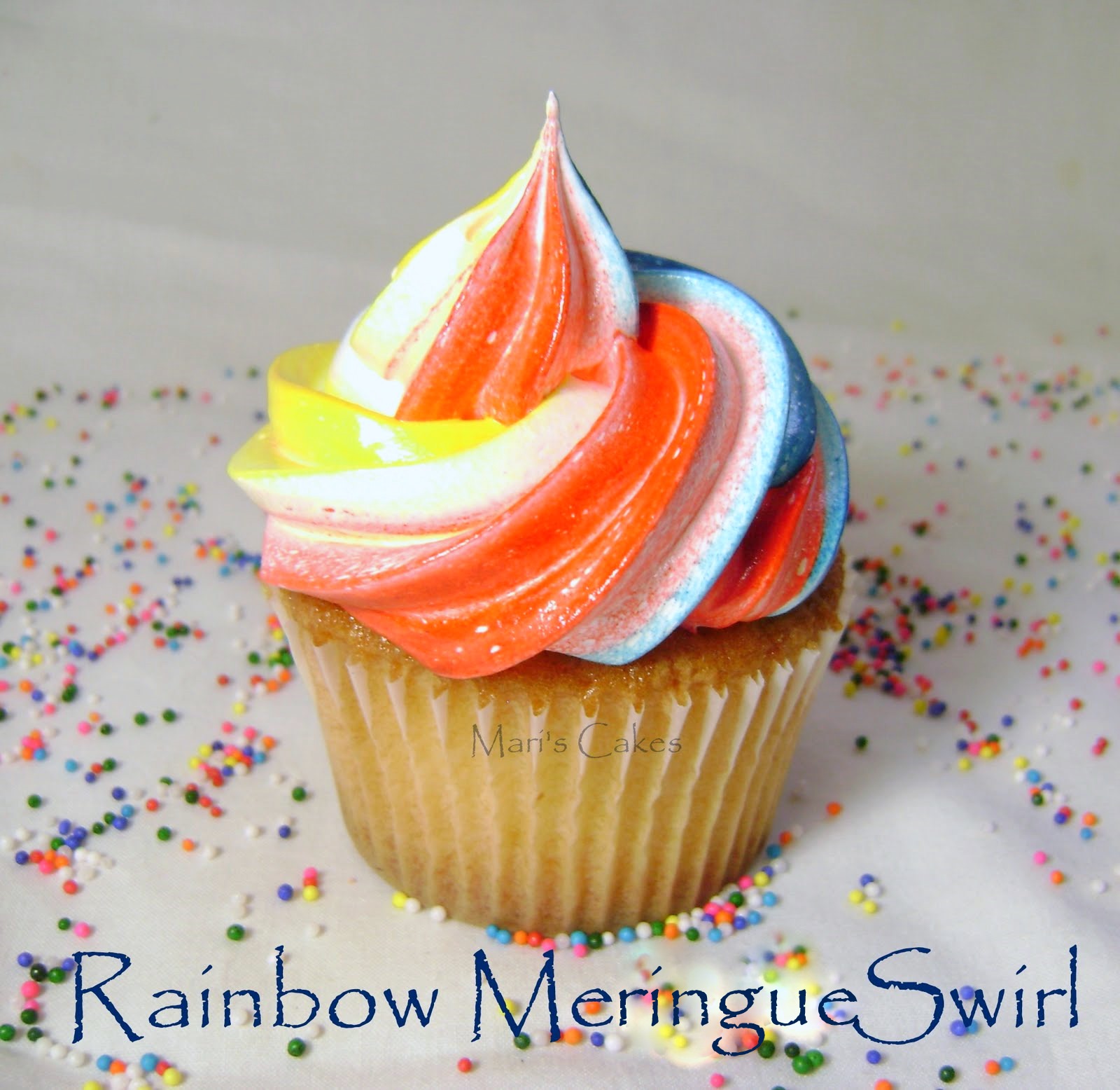 Multi-Color Italian Meringue and Rainbow Cupcakes | Mari's Cakes (English)