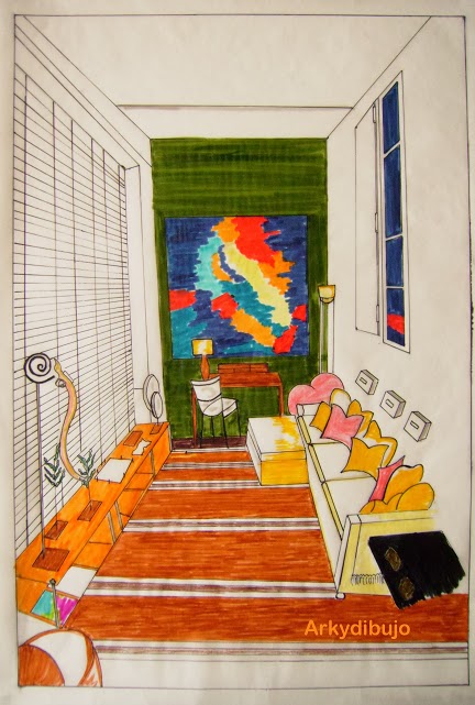 Arkydibujo: Perspectiva en espacio interior