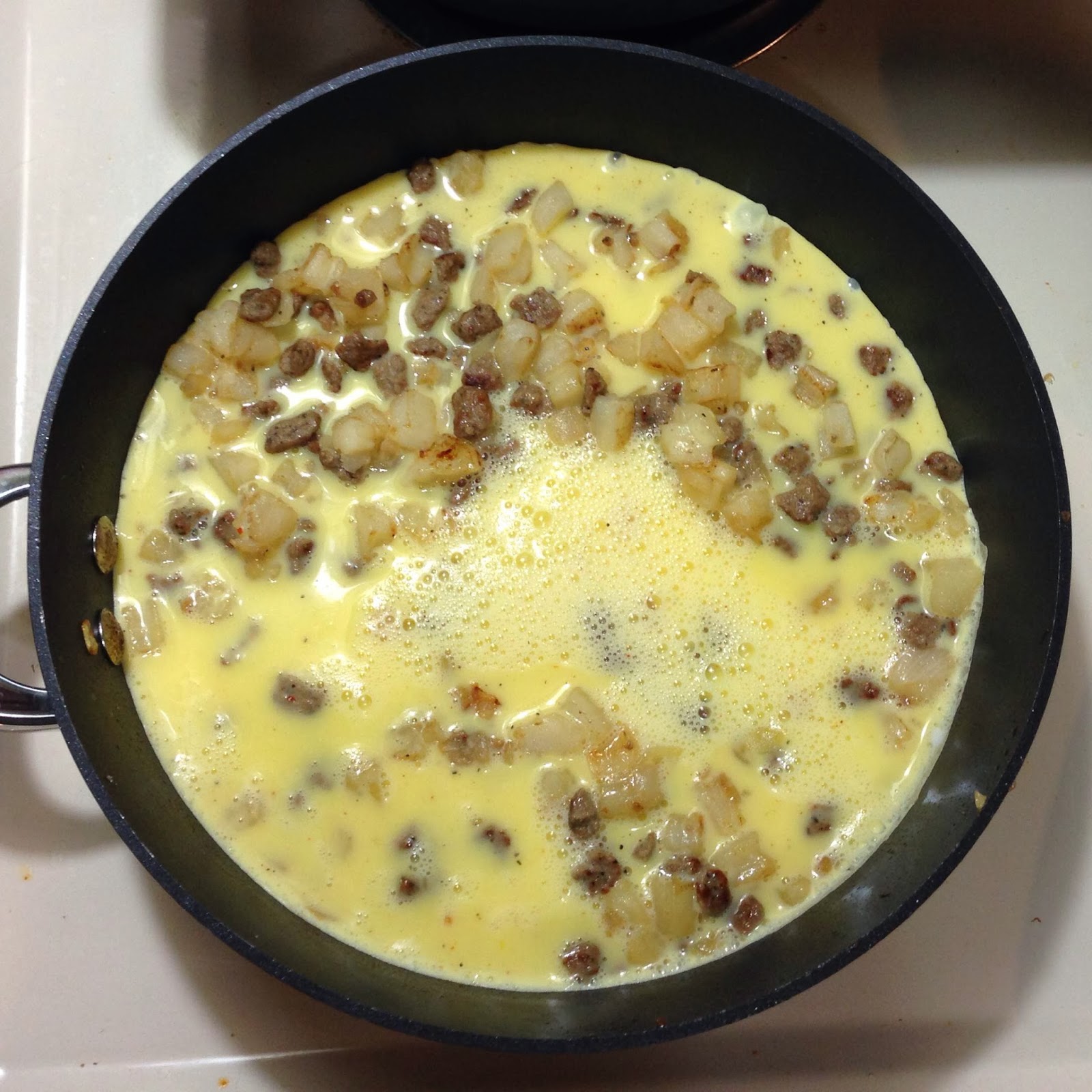 Breakfast for Dinner: Turkey Sausage Egg Scramble - Arnold Adventures