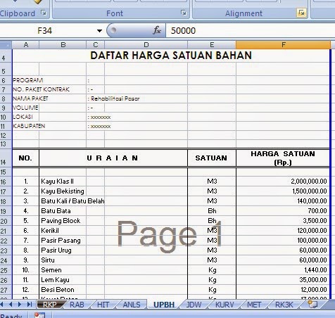 DOWNLOAD FILE RAB EXCELL DAN GAMBAR PASAR: Contoh Rab Pembangunan Pasar ...