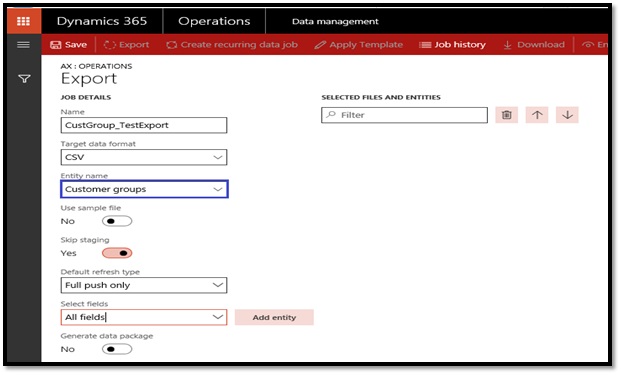 Operations Data export using data entities in D365 - D365 F&O Solutions