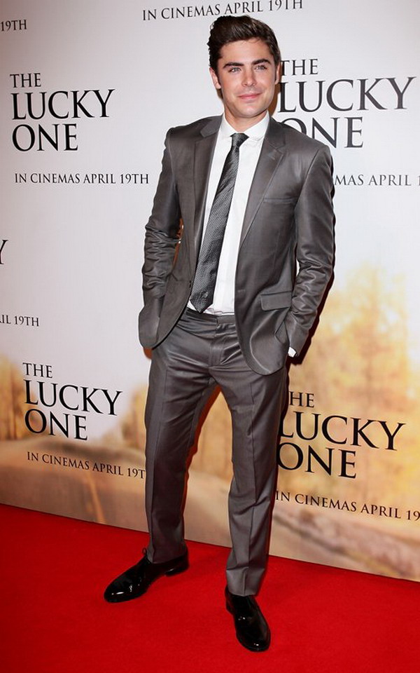 Sexy Prom Dress: Zac Efron wear gray suit with handsome hair present ...