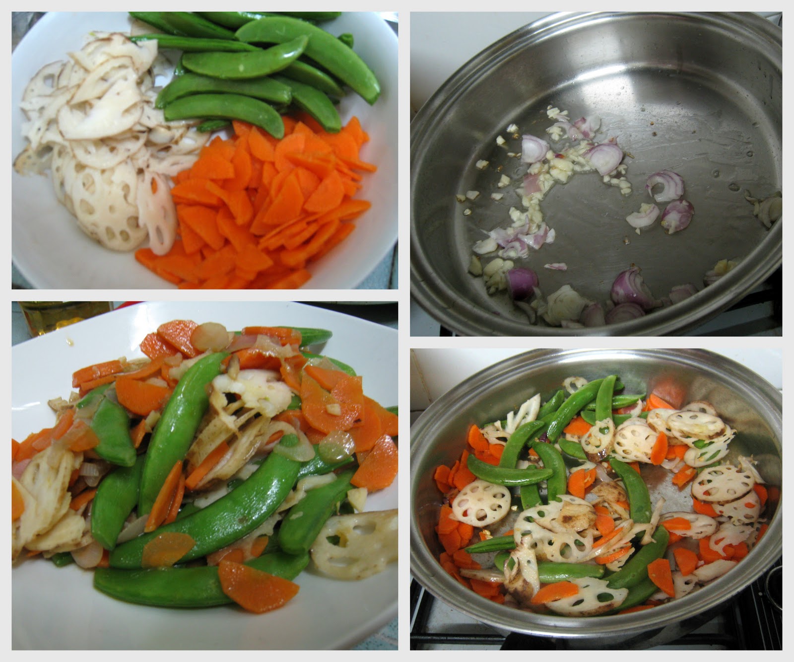 Teh Tarik Junction: Stir-fry lotus root with carrot and green peas