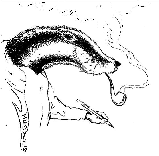 At the back of the hill: PICTURES OF BADGER SMOKING A PIPE