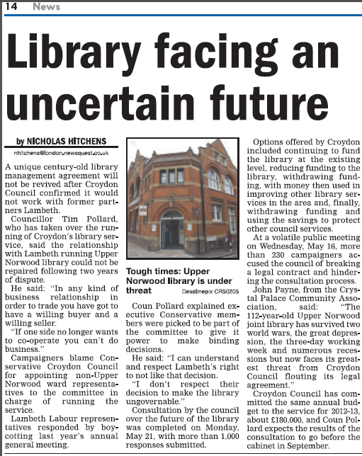 Save Croydon Libraries Campaign: Council flouting its legal agreement