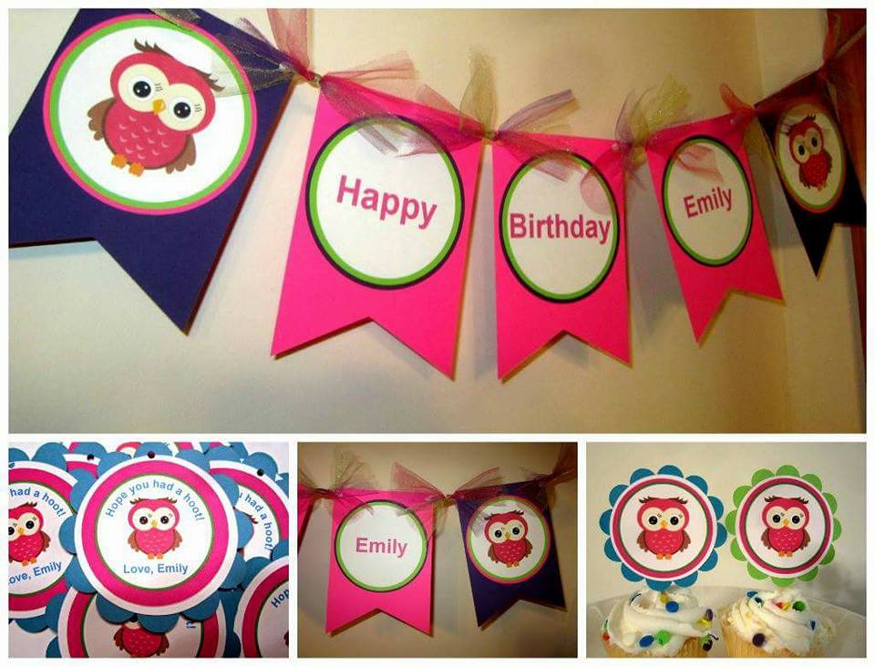 Missy Made It!: Emily's - Owl Themed Birthday Banner & Decorations