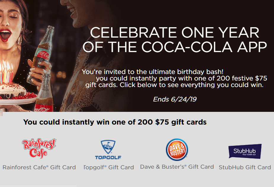 Coca-Cola Celebration $75 Gift Card Giveaway - 200 Winners Win a $75 ...