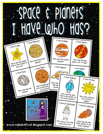 Clip Art by Carrie Teaching First: Space "I Have Who Has" Game
