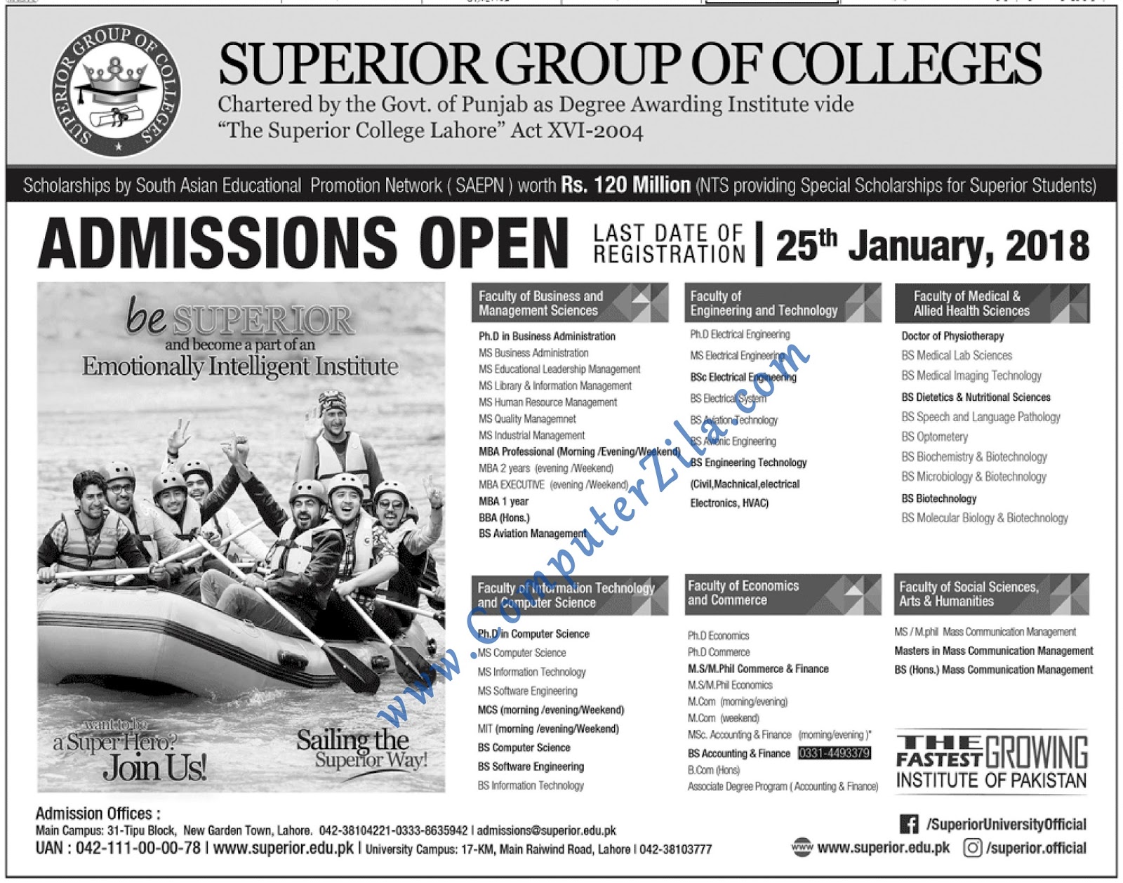 Superior Group of Colleges Lahore Admissions Open Spring 2018 ...