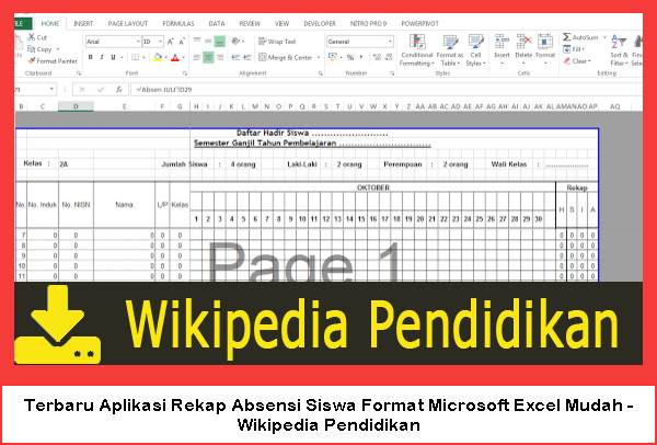 Terbaru Aplikasi Rekap Absensi Siswa Format Microsoft Excel Mudah ...
