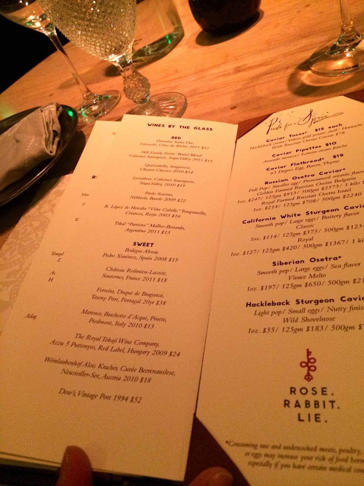 LAS VEGAS DAZE: Rose.Rabbit.Lie Menus