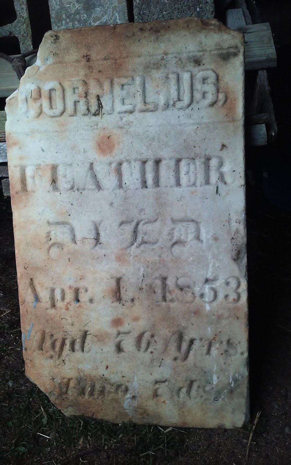 Genea-Musings: Tombstone Tuesday - Cornelius Feather (1777-1853) Gravestone