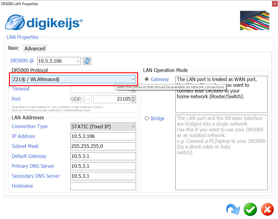 6:Launch Z21 App and GO App Setting,Change IP-Address to your DR5000 IP ...