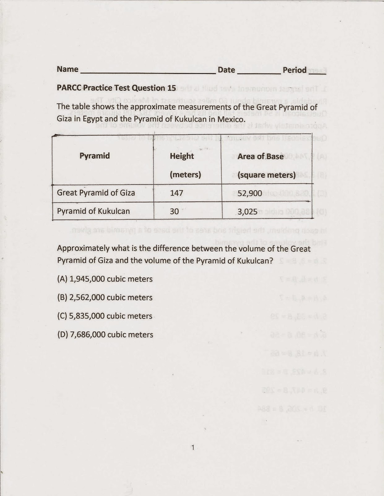 Geometry, Common Core Style: PARCC Practice Test Question 15 (Day 160)