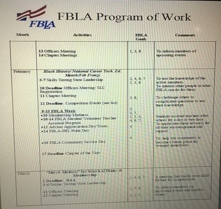 Nakea & The Adventures of FBLA : Program of Work