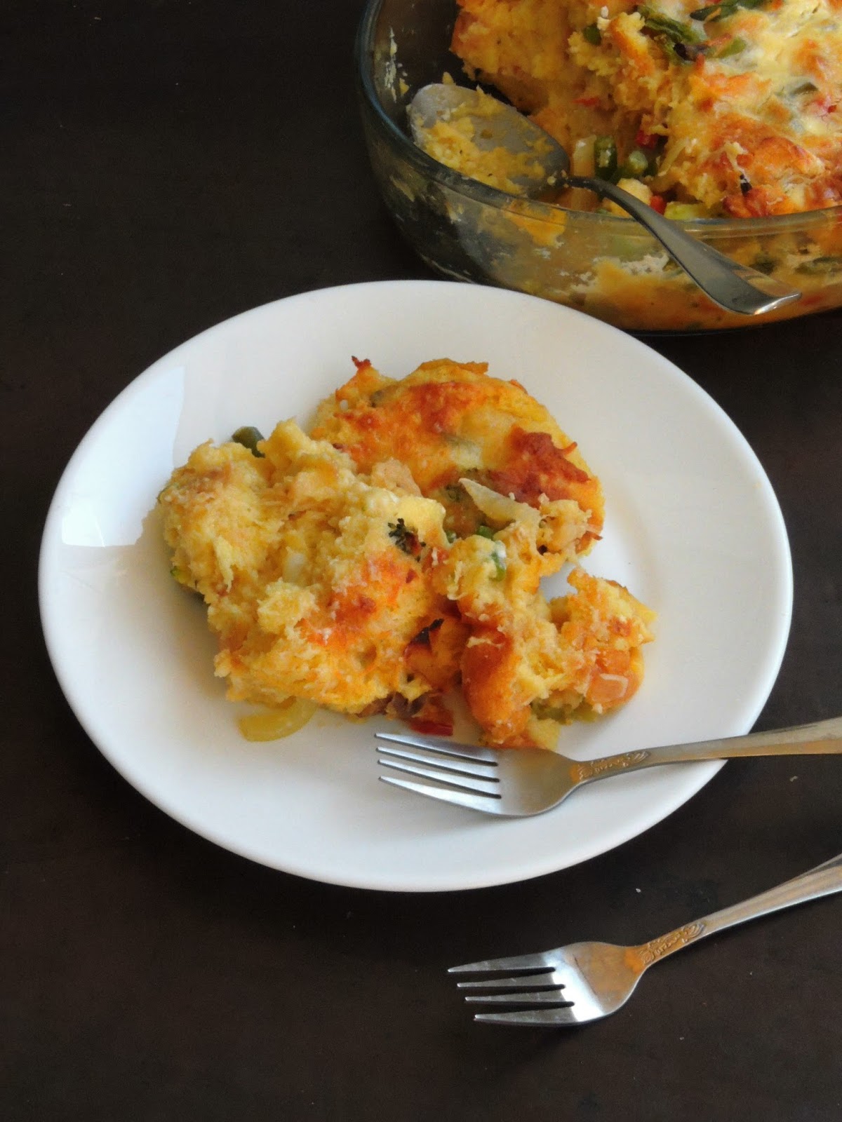 Priya's Versatile Recipes: Savoury Cheese & Vegetable Bread Pudding