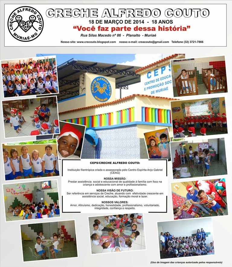 Creche Alfredo Couto: BANNER COMEMORATIVO DOS 18 ANOS DA CREAC