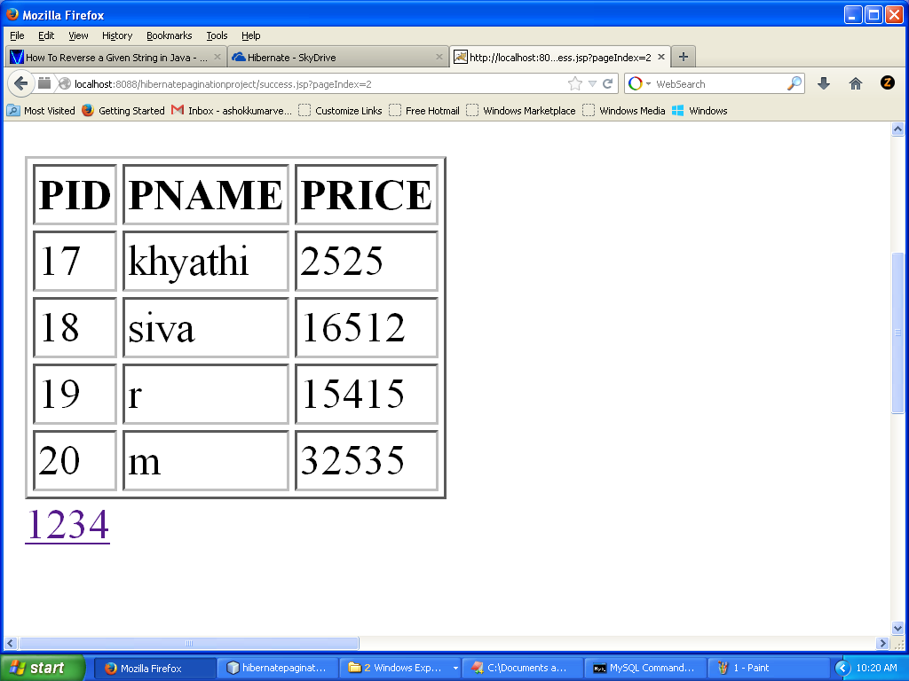 Pagination Code Using Hibernate With Jsp And Servletmy Sql Database Java Passion