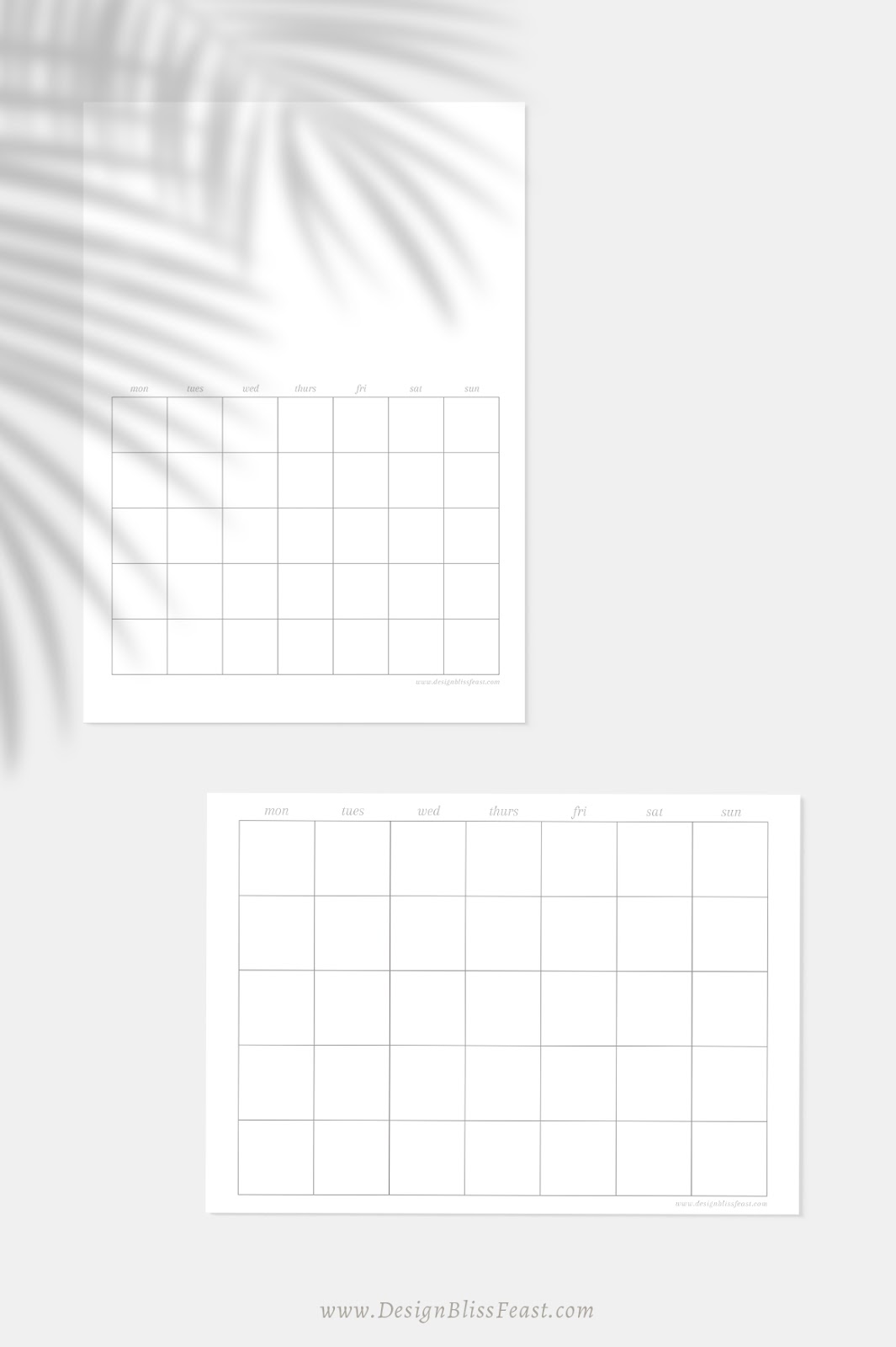 Free Undated Monthly Calendar Download | Design Bliss Feast