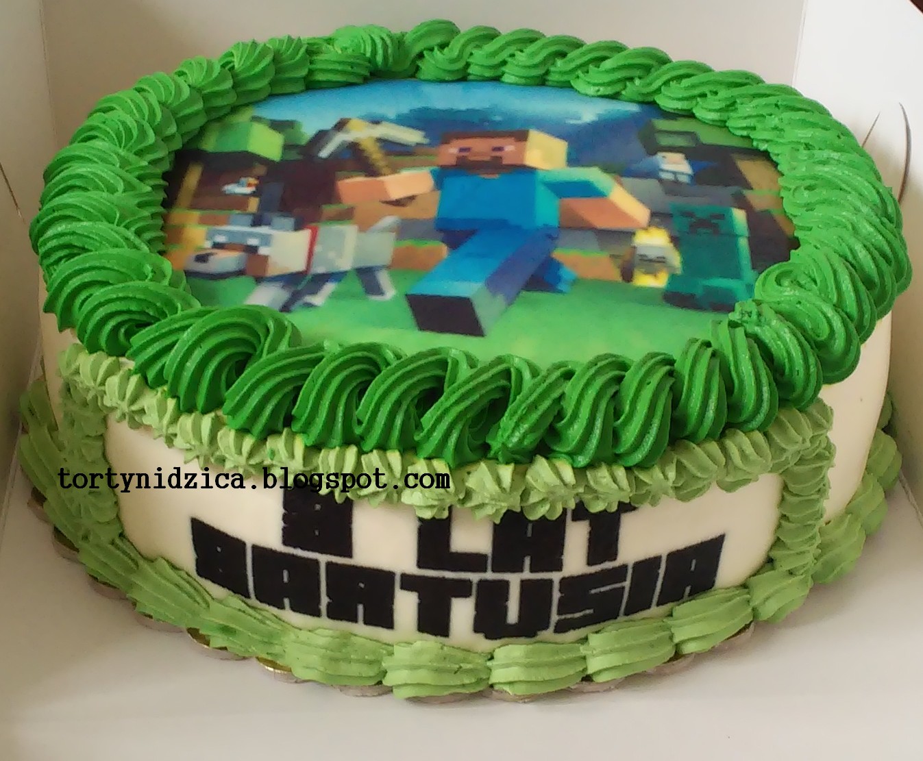 Torty artystyczne- Nidzica, Mława: Tort Minecraft, śmietanowy.