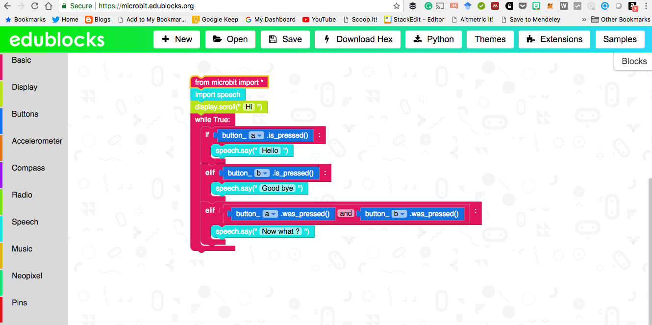 Robots And Physical Computing Speech With Edublocks On Bbc Microbit