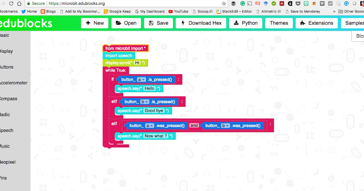 Robots And Physical Computing Speech With Edublocks On Bbc Microbit