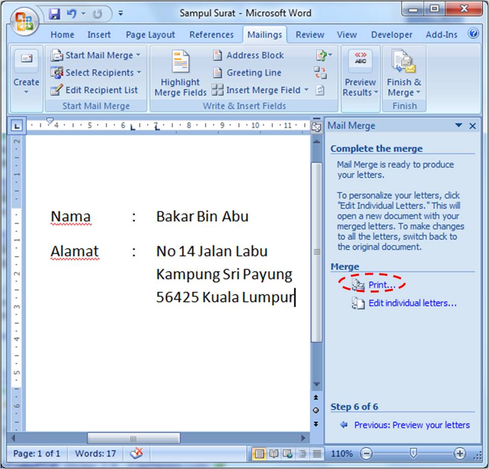 Knowledge Sharing: Mencetak nama dan alamat pada sampul surat ...