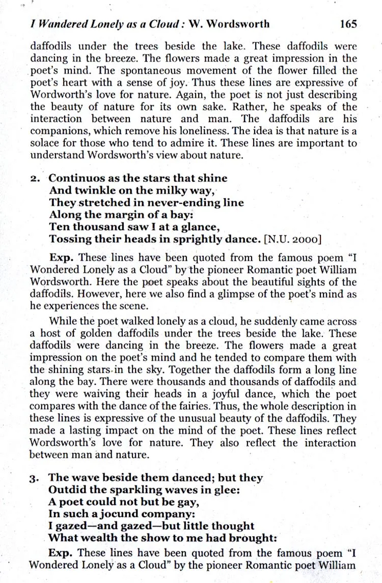 Explanation (I wandered lonely as a cloud – William Wordsworth ...