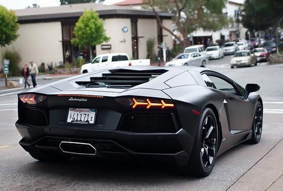 Lamborghini aventador black car back view | nineimages