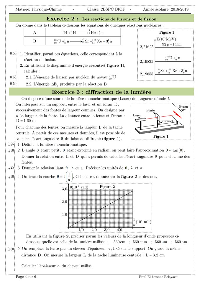 examen blanc physique chimie bac science physique international