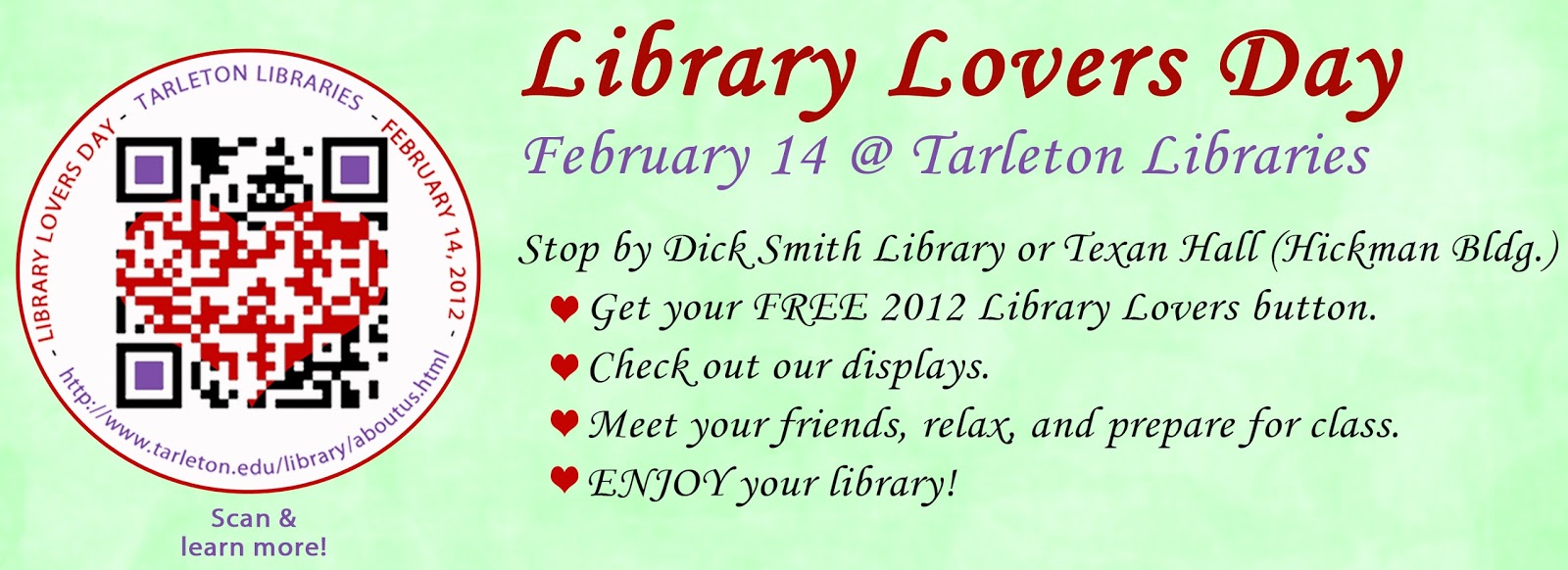 Library Online Lounge - Tarleton Libraries: It's Library Lovers Day!