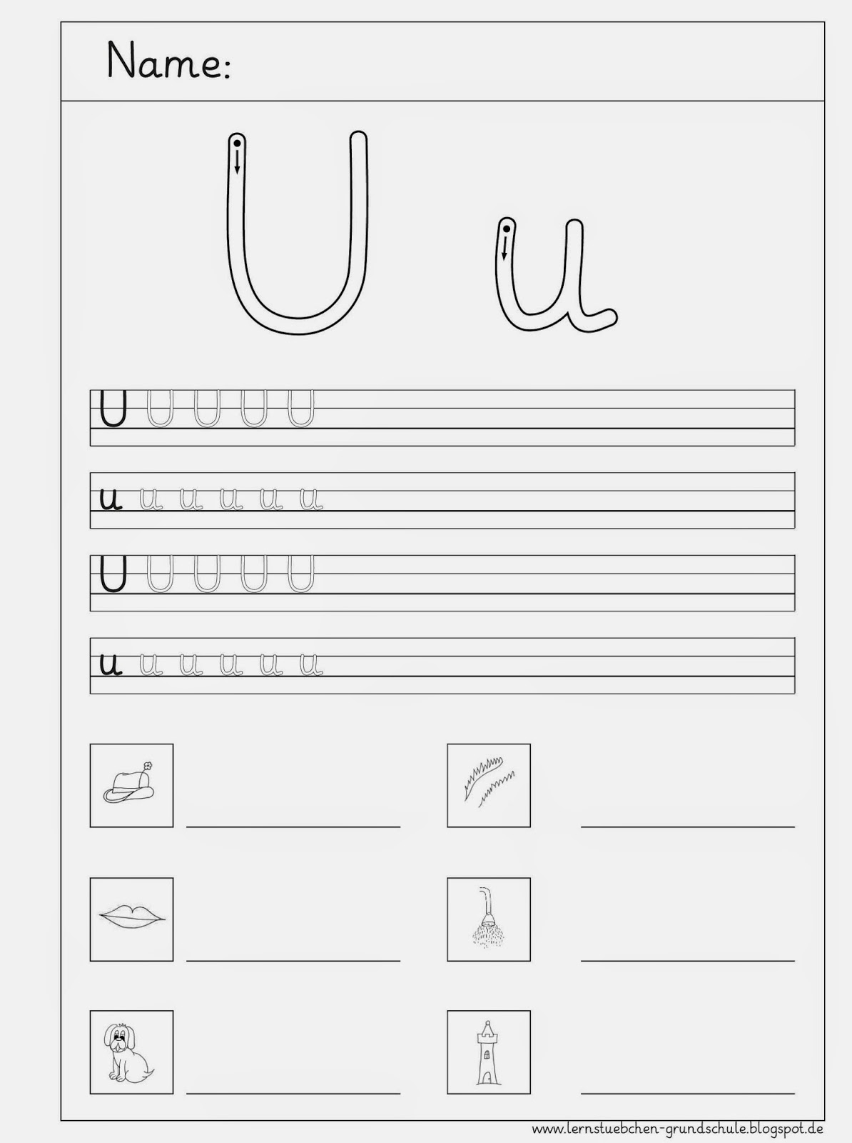 Lernstübchen: Schreibblätter zum U - u