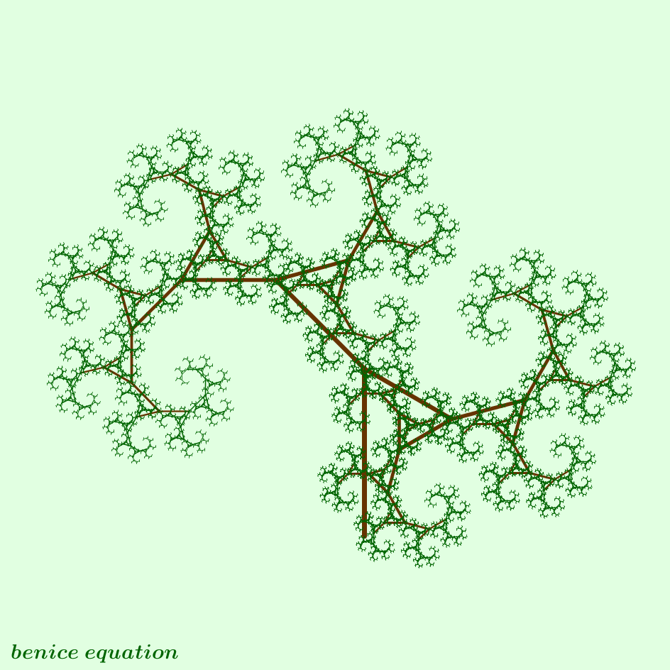 Fun math art (pictures) - benice equation: Binary Fractal Tree (二元碎形樹)