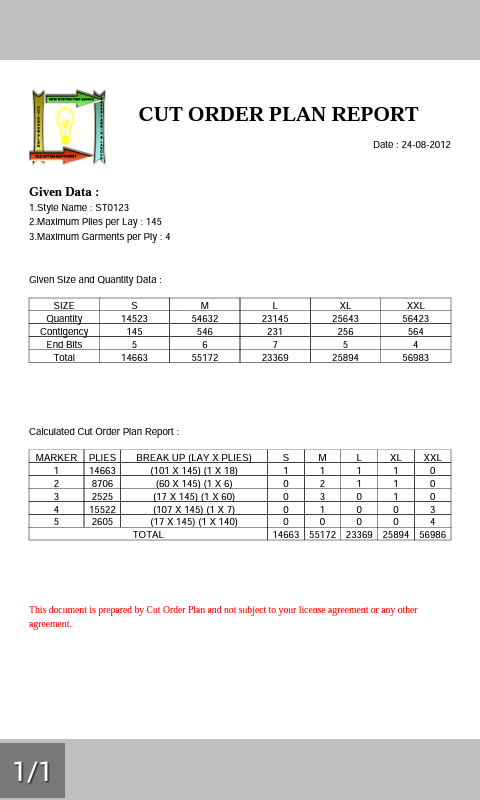 Cut Order Plan.... Now on your mobile....