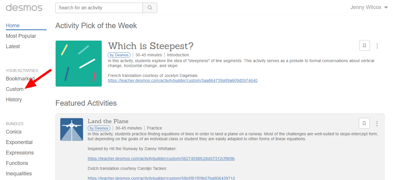 Wilcox's Way: Favorite Techology Part 1: Desmos Teaching Activites