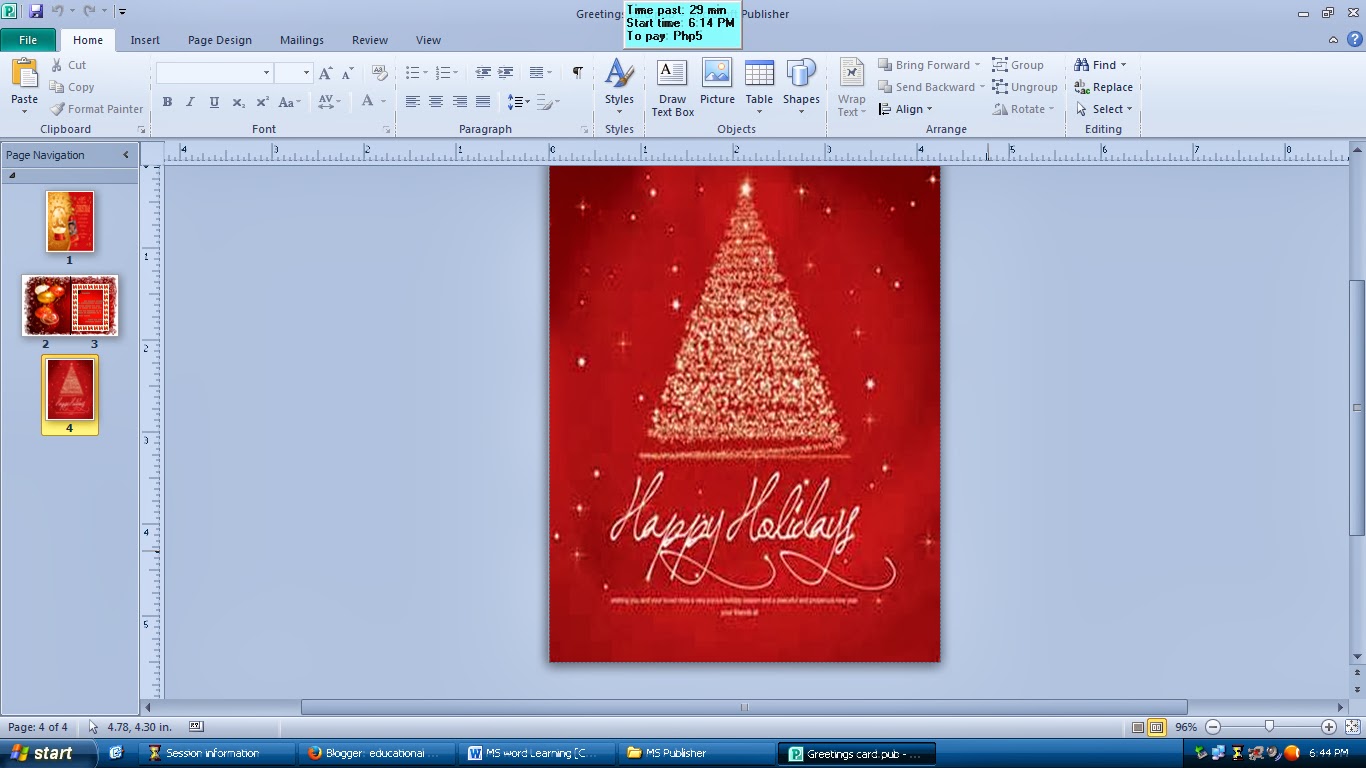 Educational Technology: Exercise 8: MS Publisher