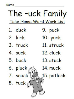 Classroom Freebies Too: Fern Smith's FREEBIE ~ The -uck Family Word ...