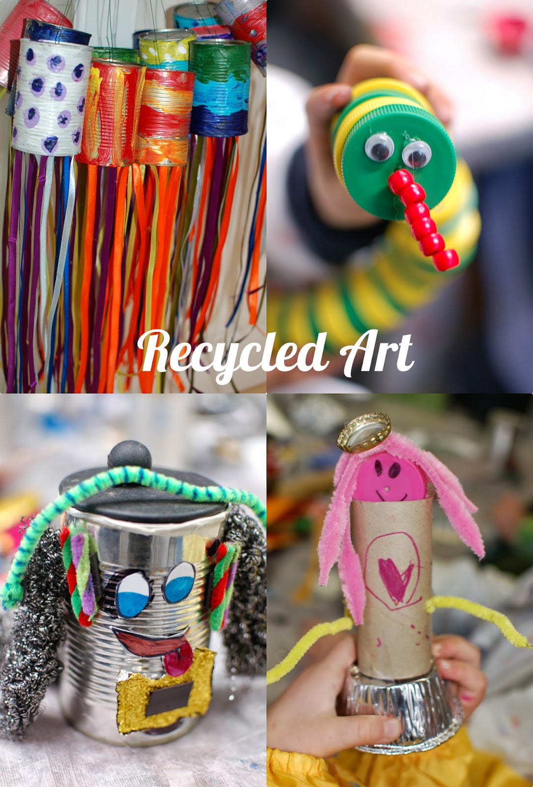 Sunnyside Art House: Recycled Art - Tin can robots, wind socks and more...