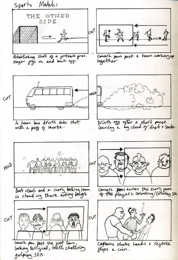 Tom Hallgarten: SP: "Football Match" Storyboard -- OUAN405, The Other Side