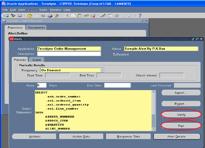 Pradipta's Oracle Application : Oracle Alert