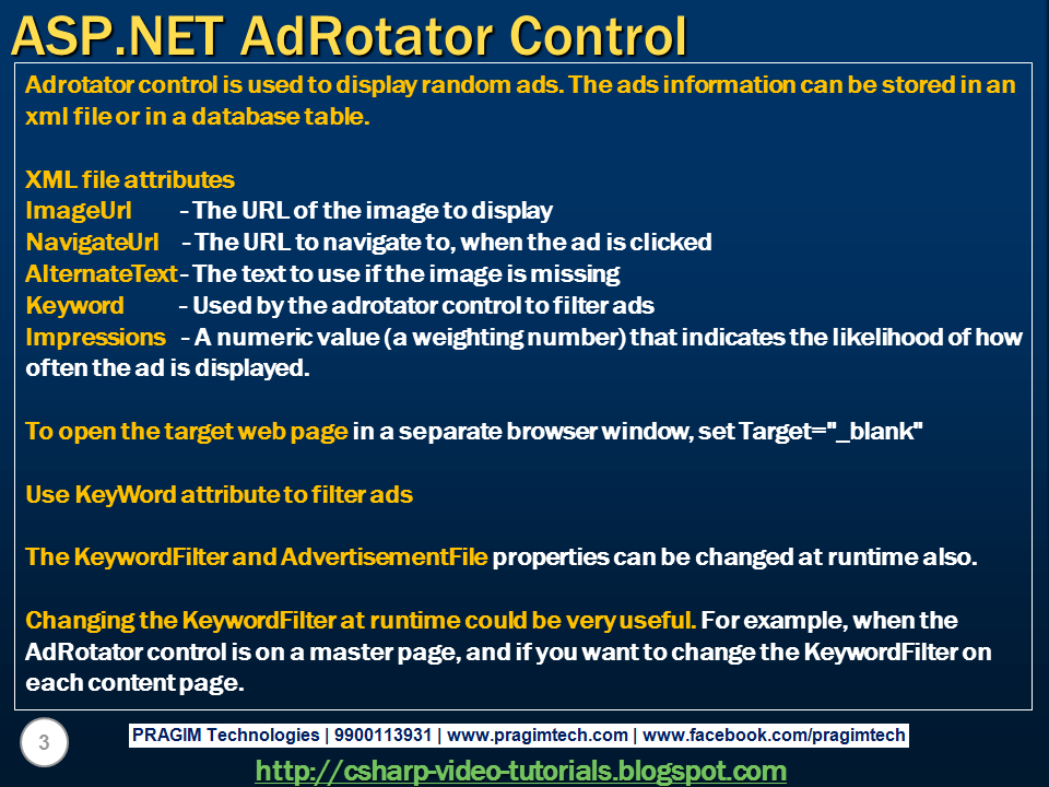 Sql server, .net and c# video tutorial: Part 31 – AdRotator Control in ASP.NET
