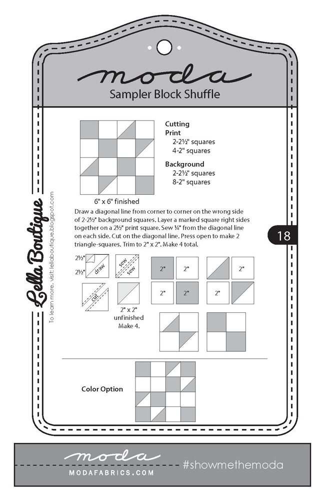 Fort Worth Fabric Studio: Moda Sampler Block Shuffle {Block 18}