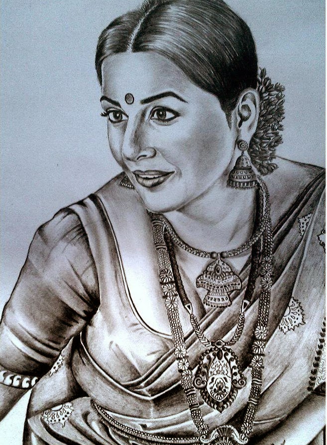 CHODAVARAMNET: VIDYA BHALAN PENCIL SKETCH