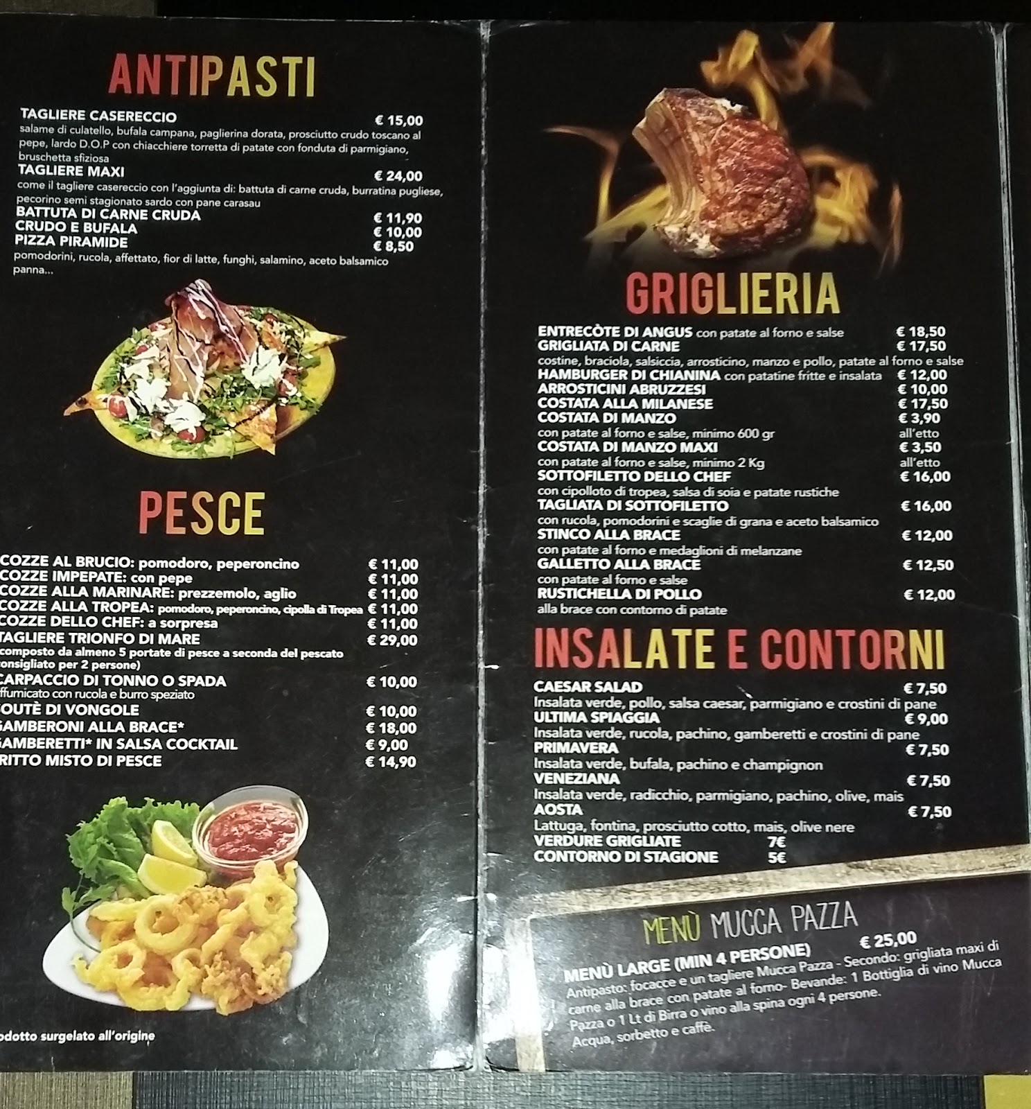 Menu e Prezzi: Ristorante MUCCA PAZZA a San Bovio (San Felice Peschiera)