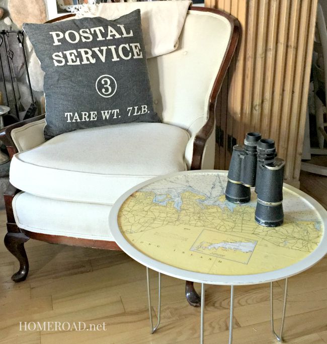 Map Table with Repurposed Hairpin Legs