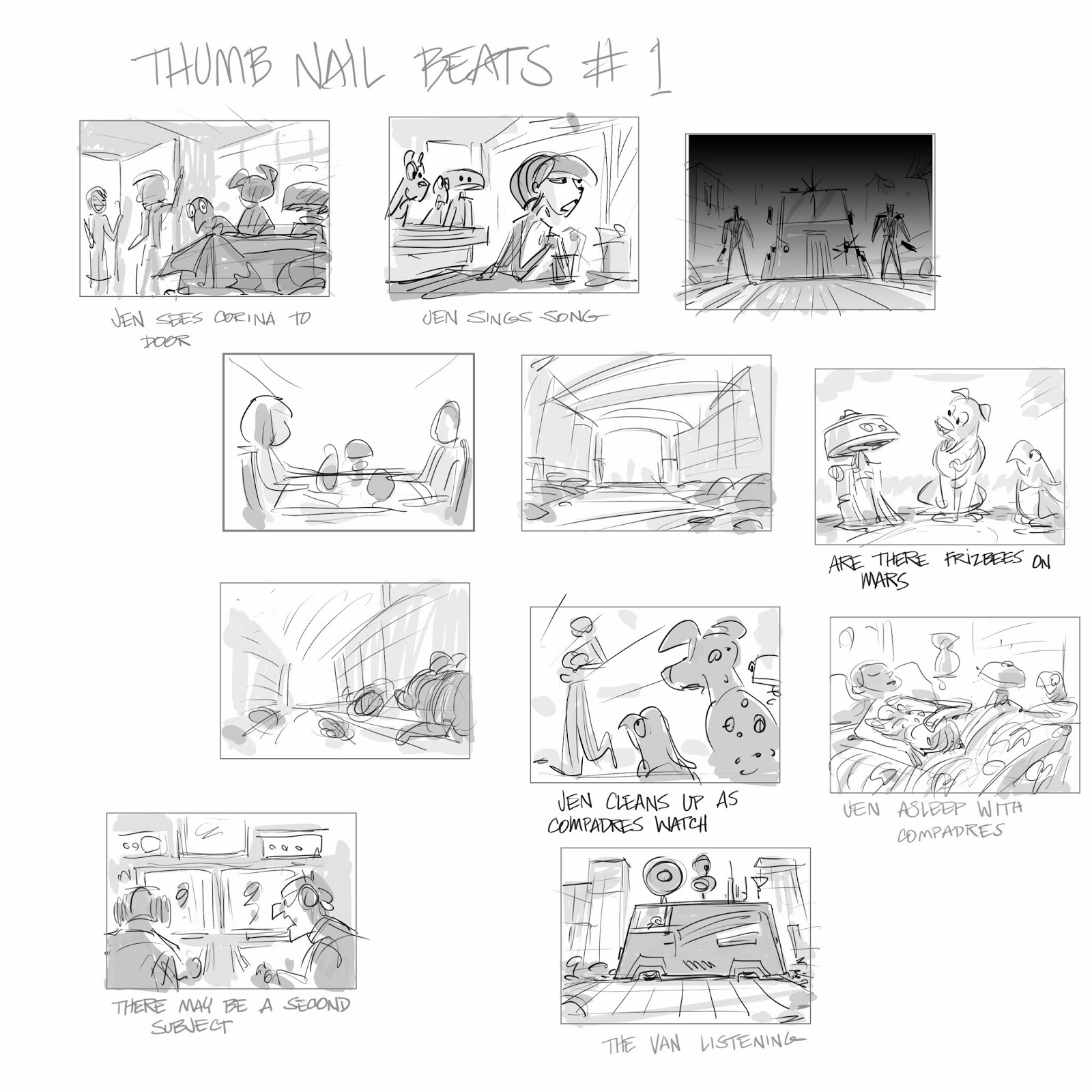 Skip Jones Animation: Thumbnail storyboards