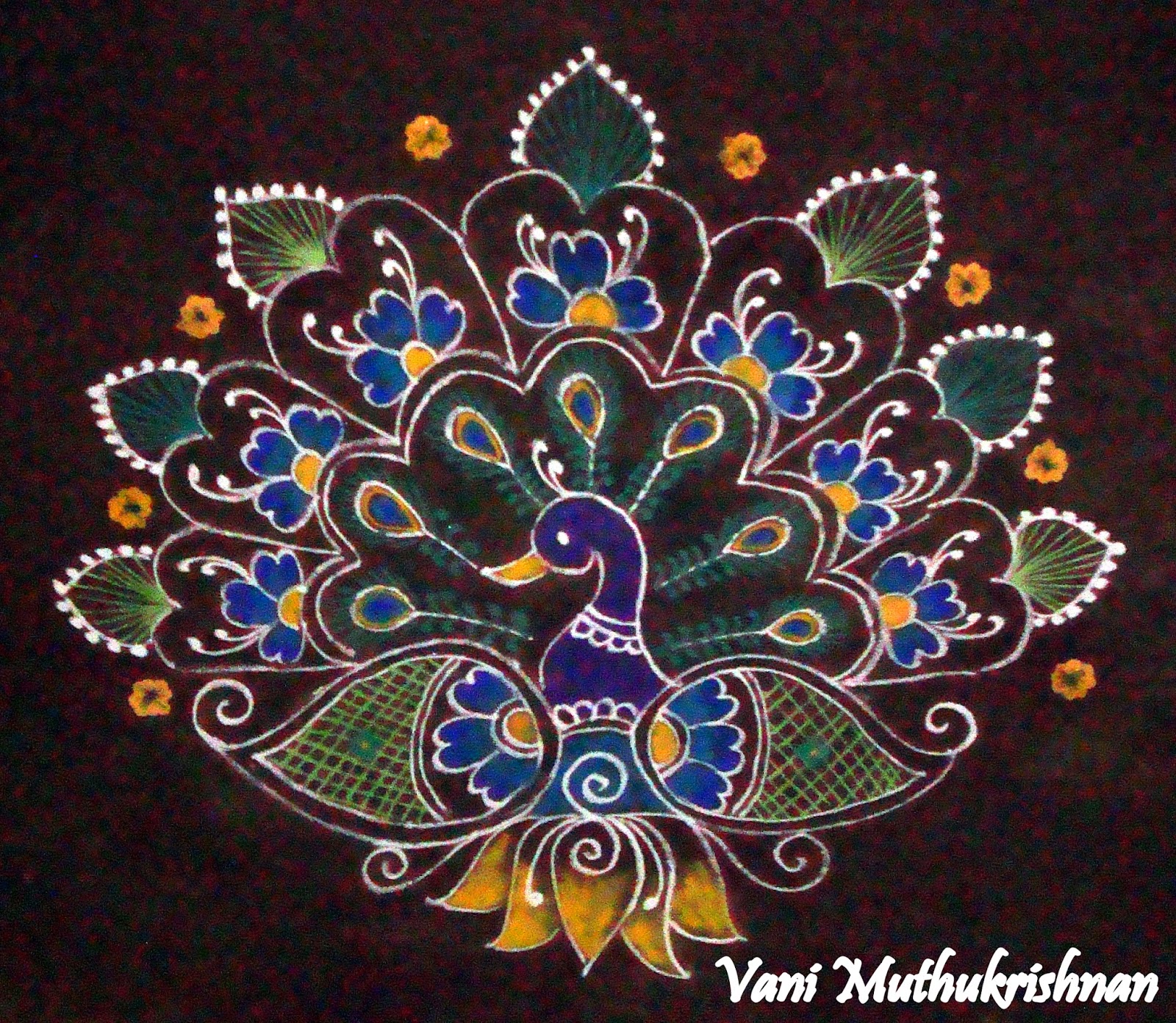 My Kolam: Floral peacock